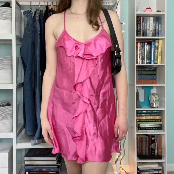 Dresses | Vintage Pink Ruffle Slip Dress | Poshmark